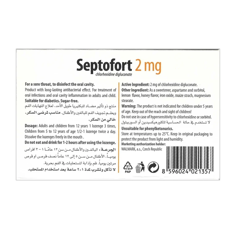 Septofort 2 MG HONEY LEMON 24 Lozenges