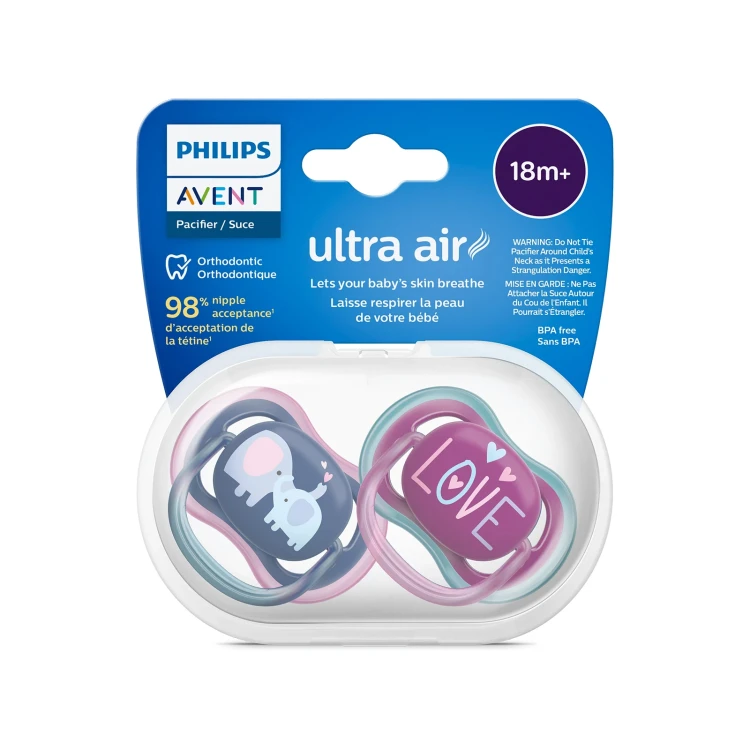 Philips Avent Ultra Air GIRL pacifier (18m+) 2Pcs SCF349/22